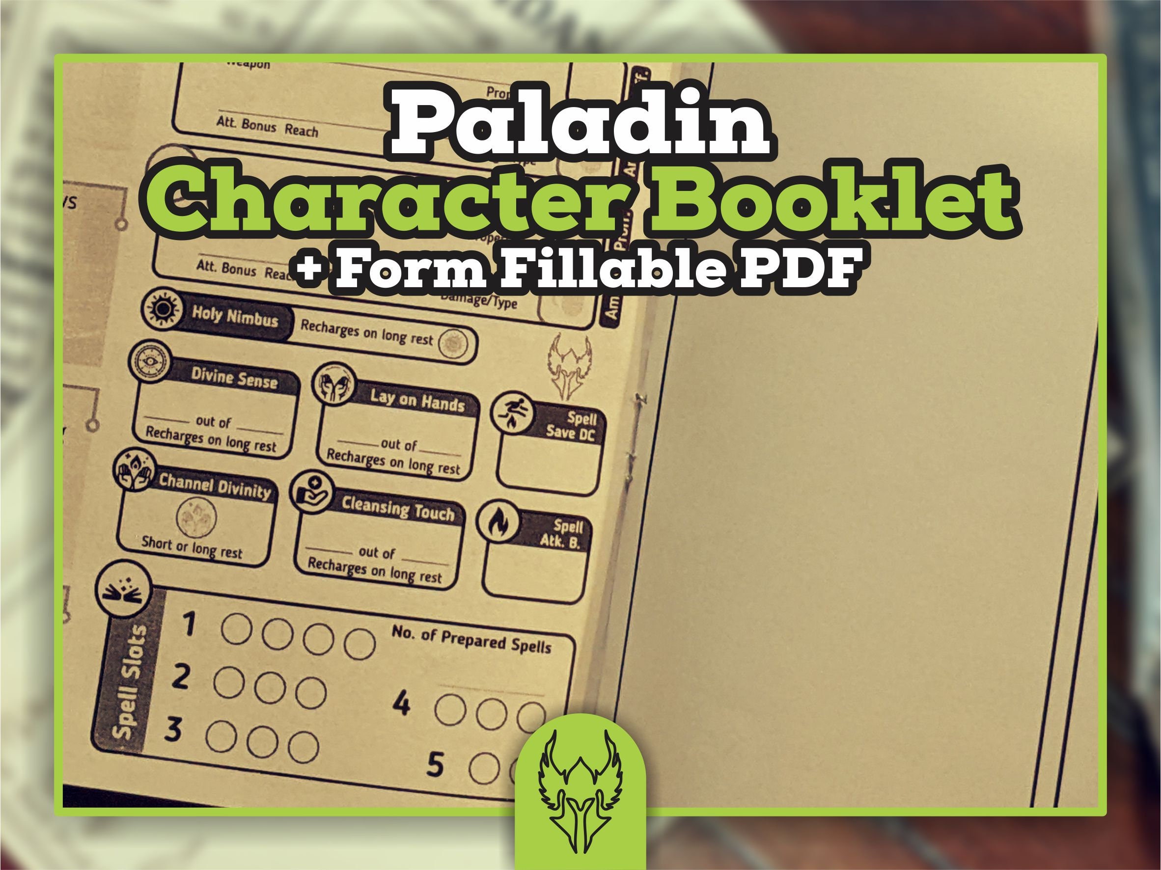 PALADIN CHARACTER SHEET for DnD 5e | Form Fillable Pdf | Dungeons and ...