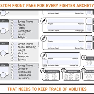 FIGHTER CHARACTER SHEET for Dnd 5e Form Fillable Pdf - Etsy Canada