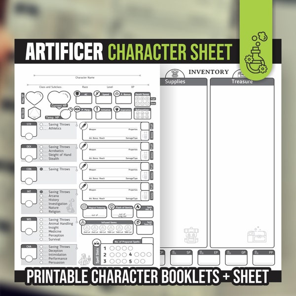 Artificer Character Sheet D&d 5e - Etsy