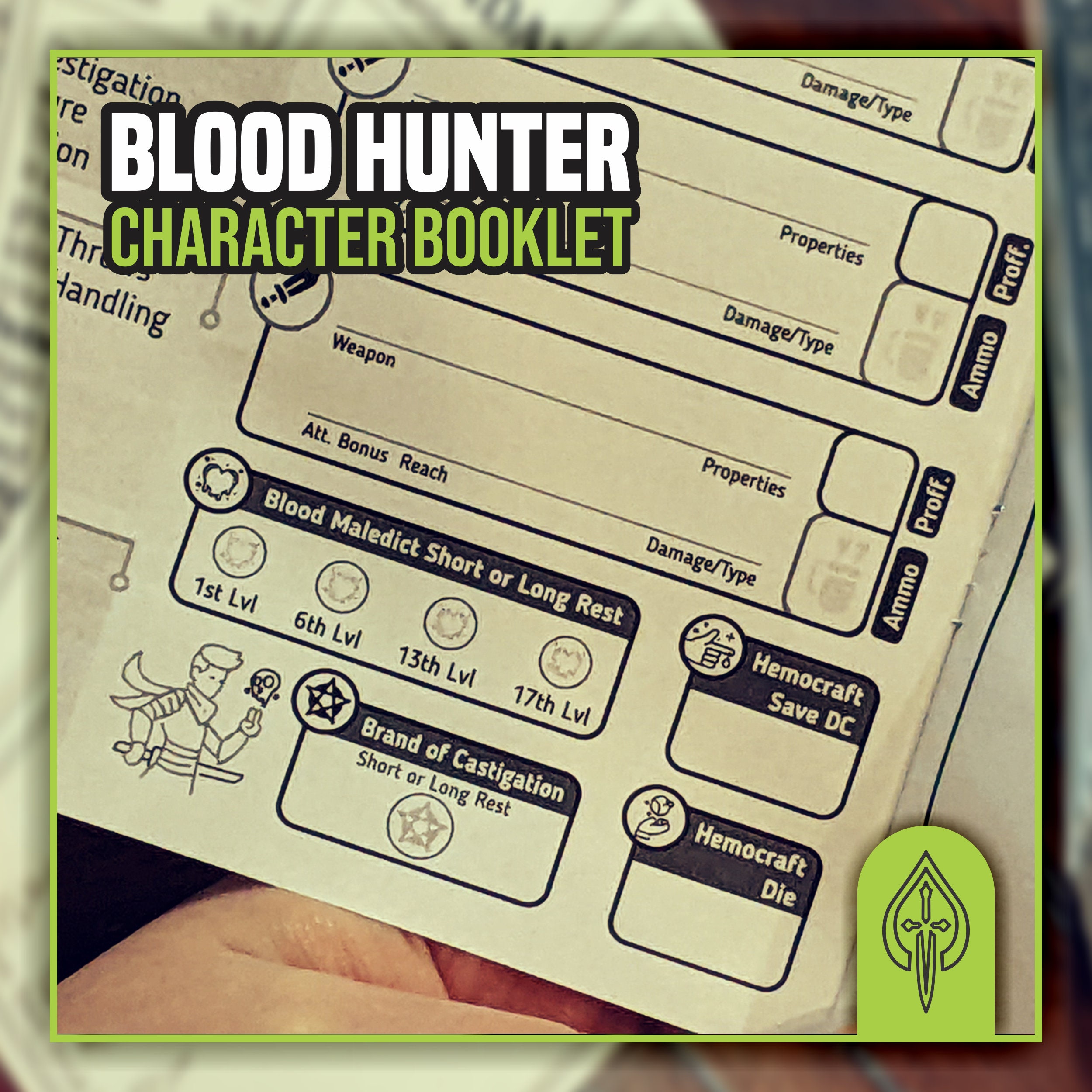 Blood Hunter CHARACTER SHEET for Dnd 5e Form Fillable PDF - Etsy New ...