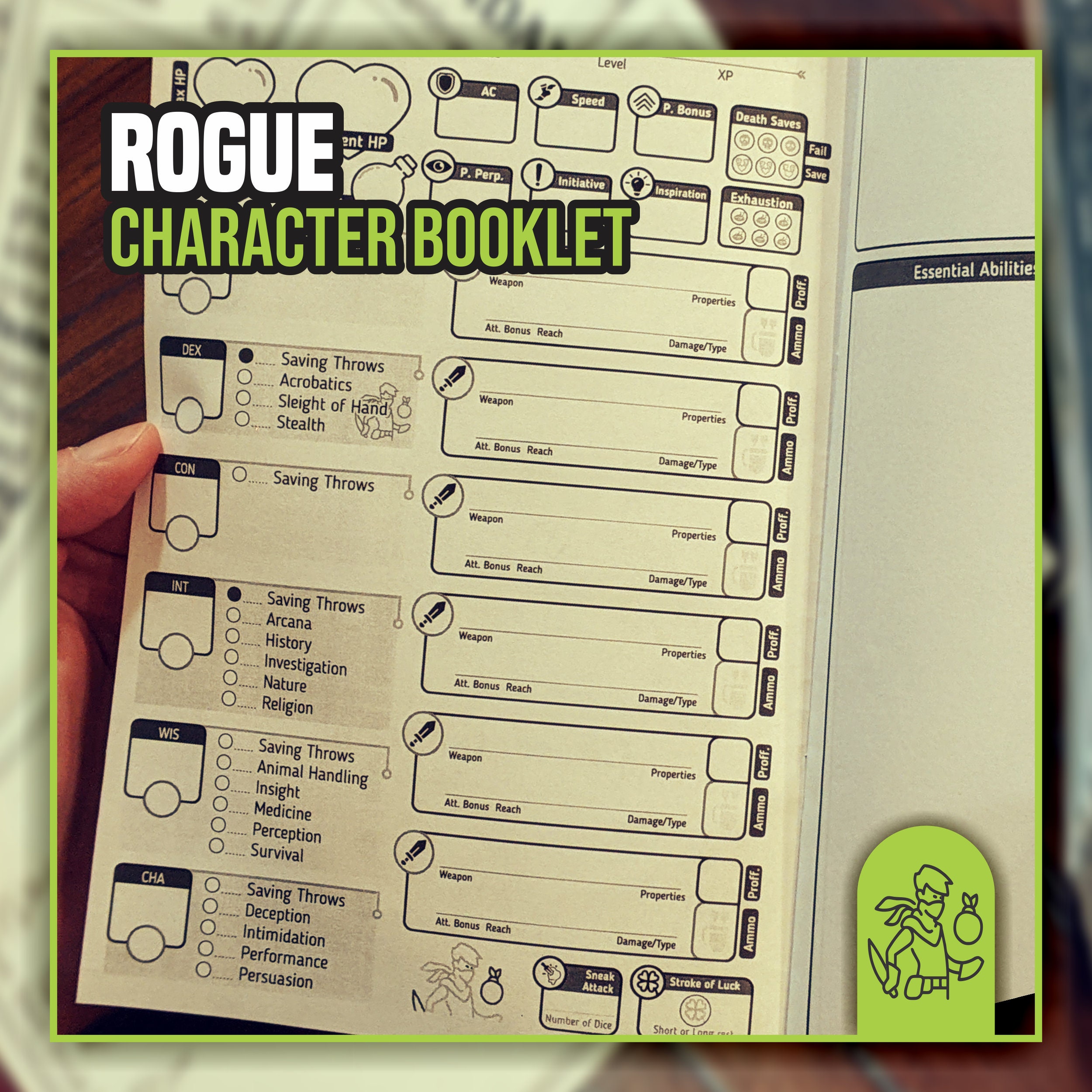 ROGUE CHARACTER SHEET for DnD 5e | Form Fillable Pdf | Dungeons and ...