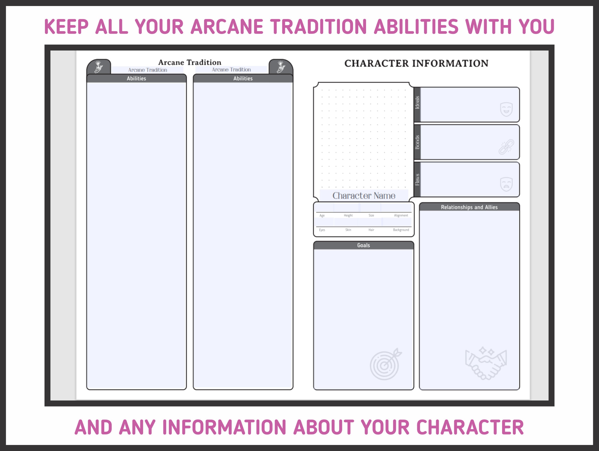 WIZARD CHARACTER SHEET for DnD 5e | Form Fillable Pdf | Dungeons and ...