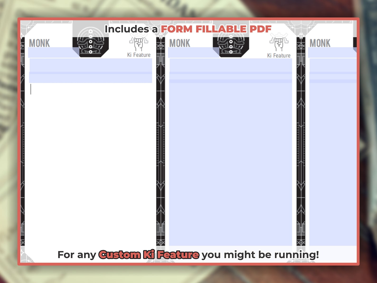 MONK KI FEATURES for Dnd 5e Form Fillable Pdfs Included - Etsy