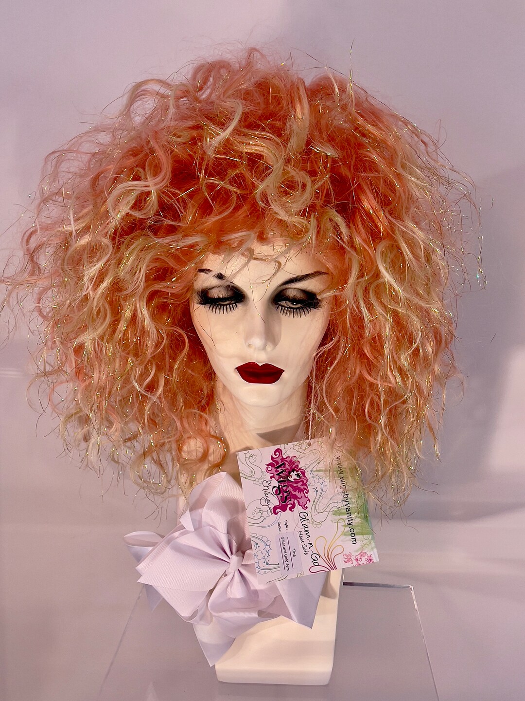 Wigs by Vanity TINA in Glitter and Gold Gem Tinsel With Shades of ...