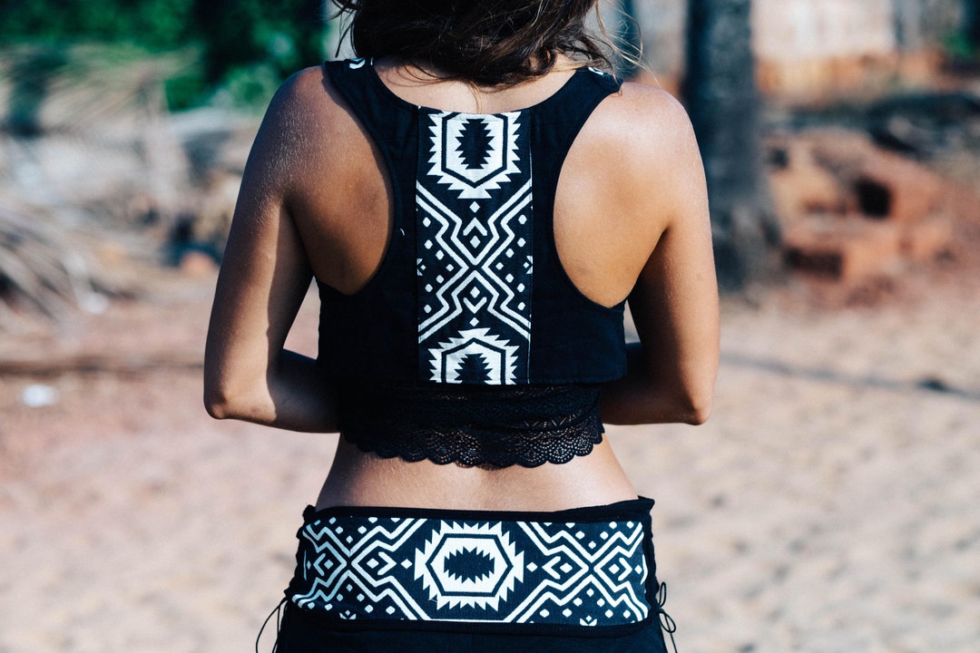 Short Tribal Jacket With Ethnic Embroideries, Black Sleeveless Bolero ...