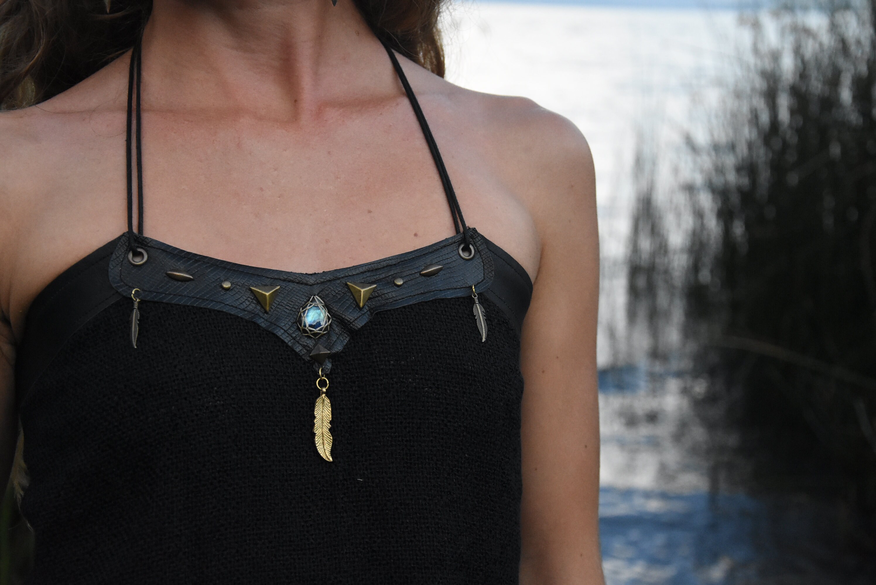 Tribal Indigenous Tank Top in Hemp, Handmade WALKYRIE Halter Top ...