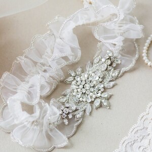 Offwhite Organza Wedding Garter Set, Bridal Garters - Style R93 - Etsy