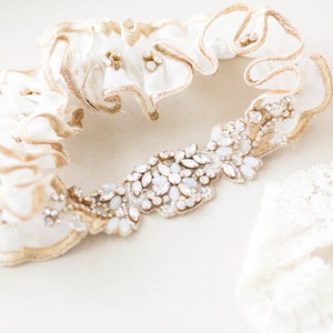 Wedding Garter, Wedding Garter Gold and Opal, Bridal Garter, Wedding ...