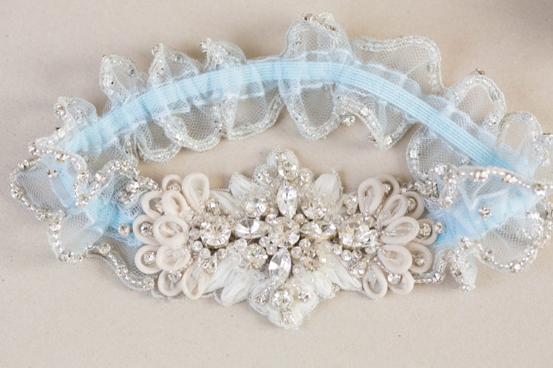 Something Blue Bridal Garter Set Custom Wedding Garter Set - Etsy