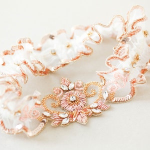 Garters for Wedding in Rosegold and Blush Color, Garter for Bride ...