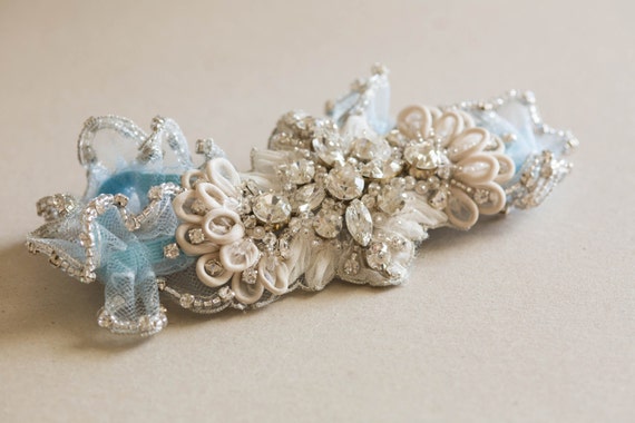 Something Blue Bridal Garter Set Custom Wedding Garter Set - Etsy