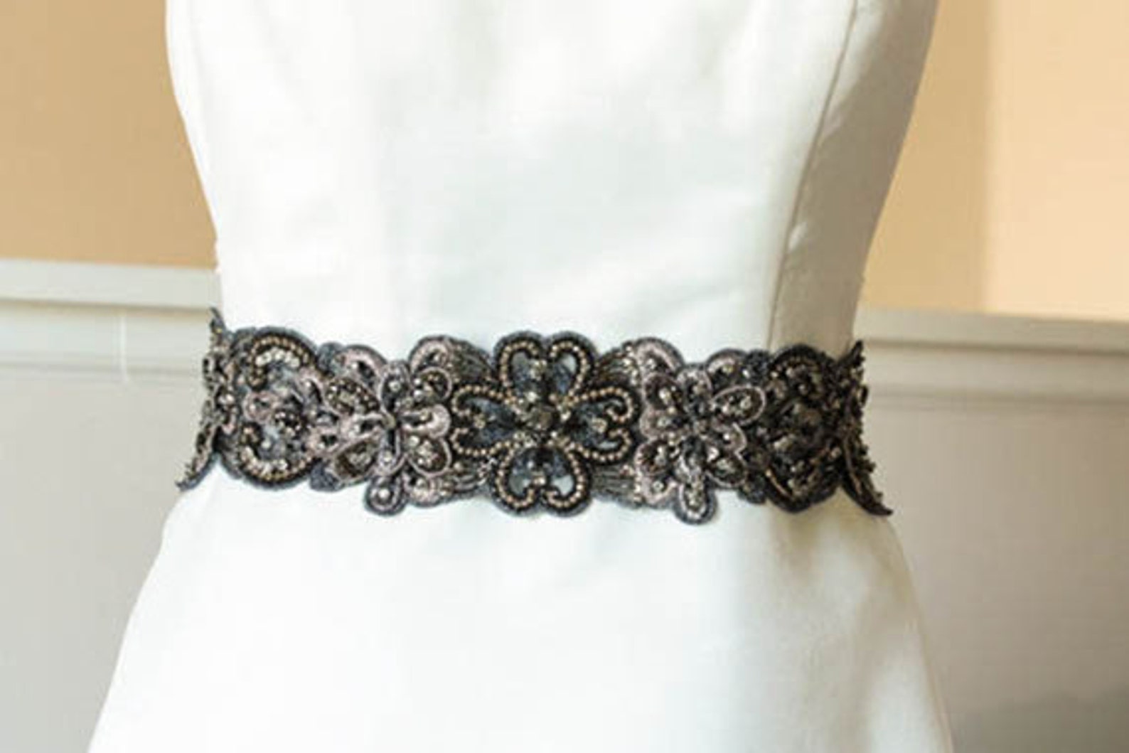 Black Dress Belt Beaded Wedding Sash Belt in Black Color | Etsy