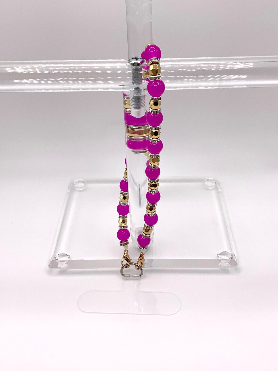 11" Hand Beaded Cell Phone Bracelet Lanyard W/ Case Tab | Never Drop ...
