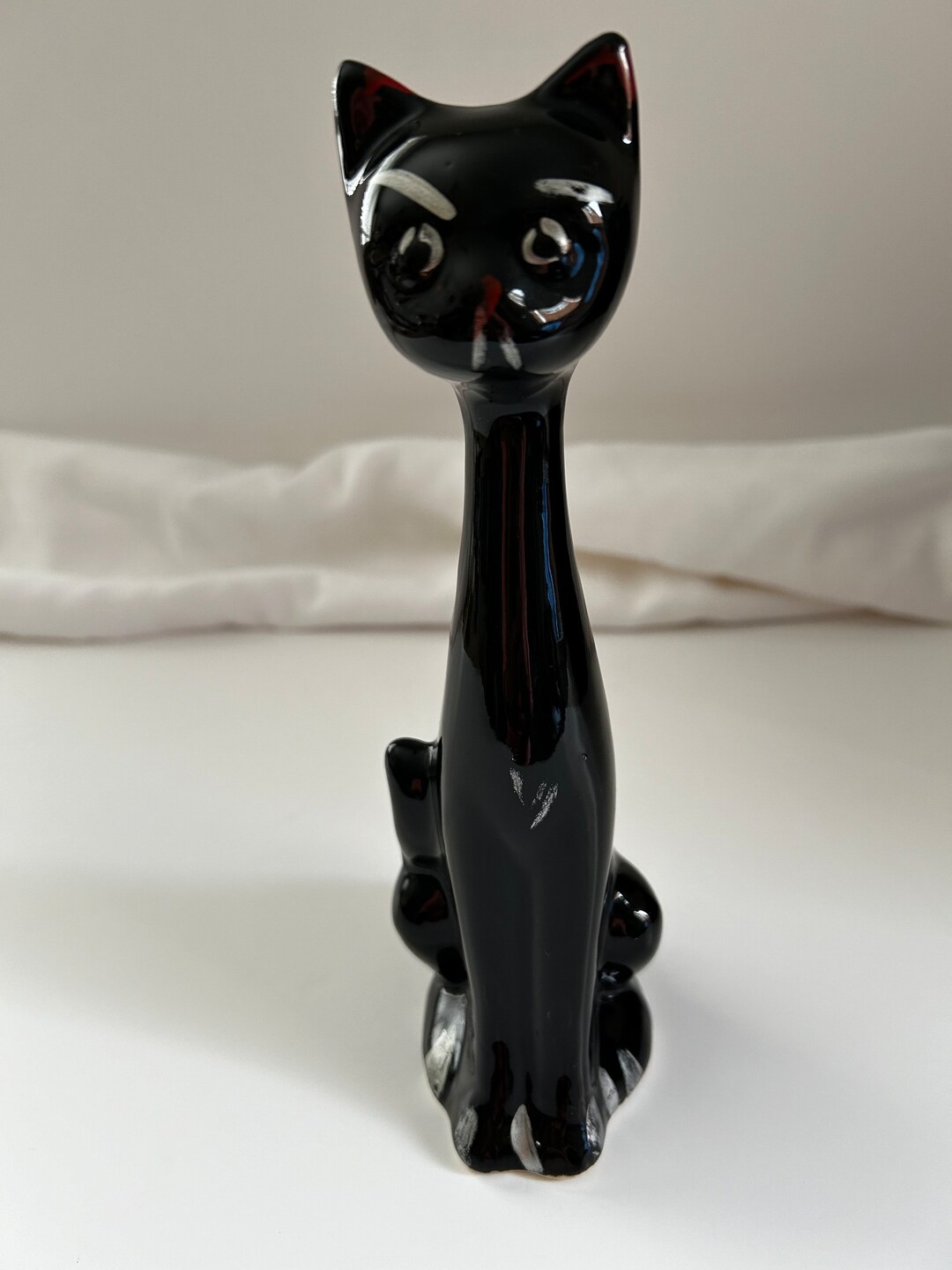Black Cat Figurine Kitsch Cute Stem Vase Long Neck Mid Century Modern ...