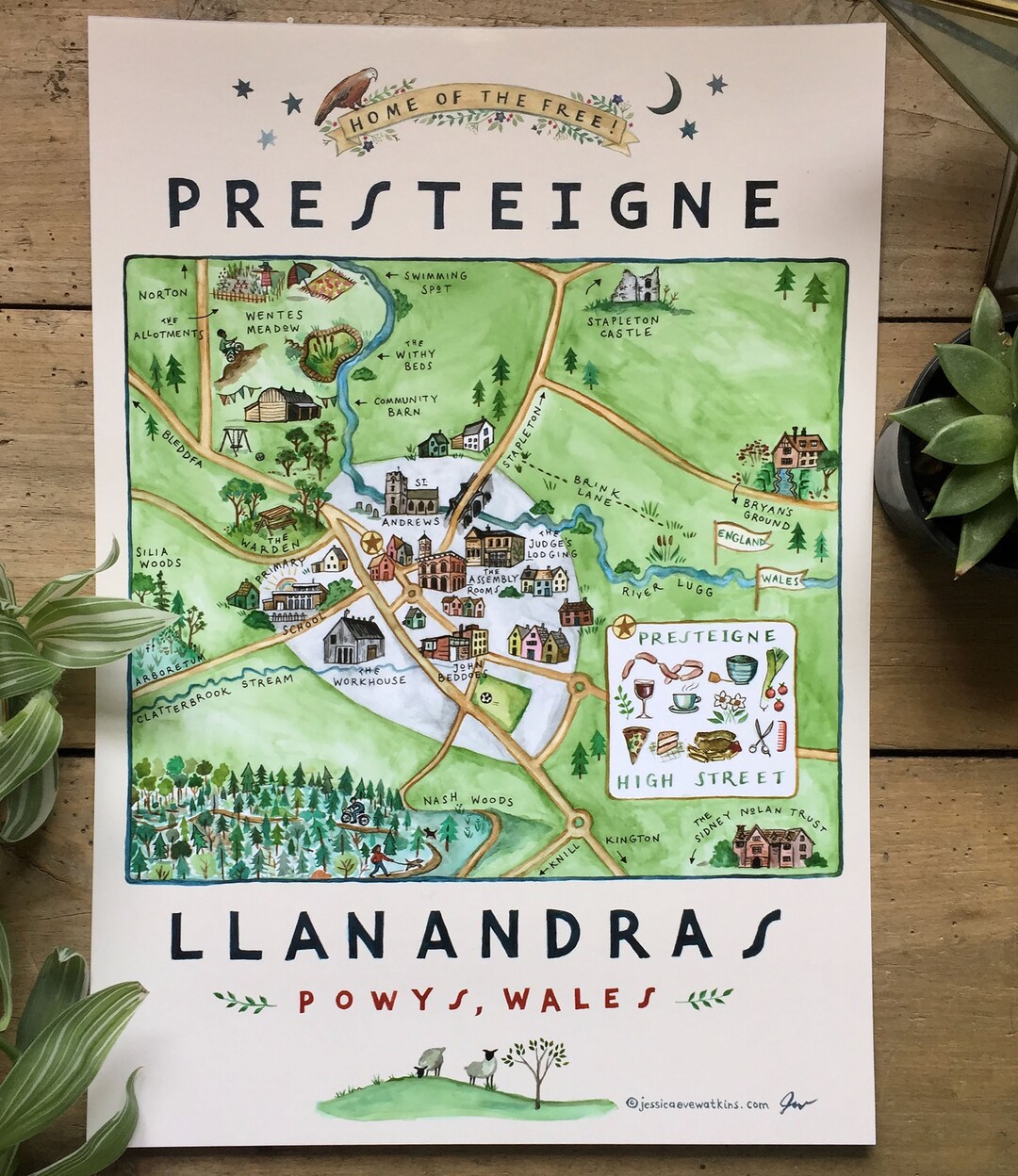 Art Print: Presteigne Map, Wales UK - Etsy