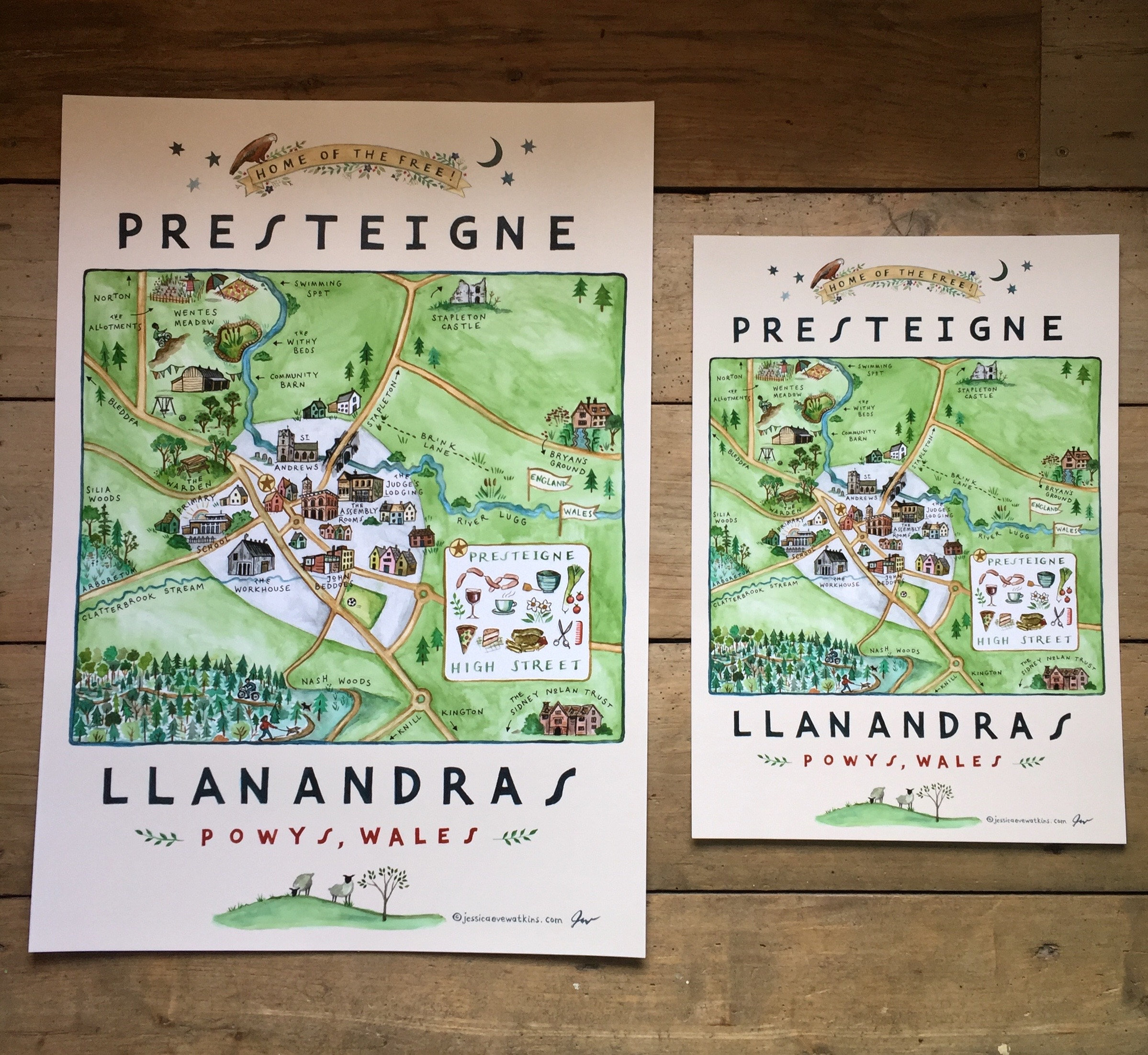 Art Print: Presteigne Map, Wales UK - Etsy