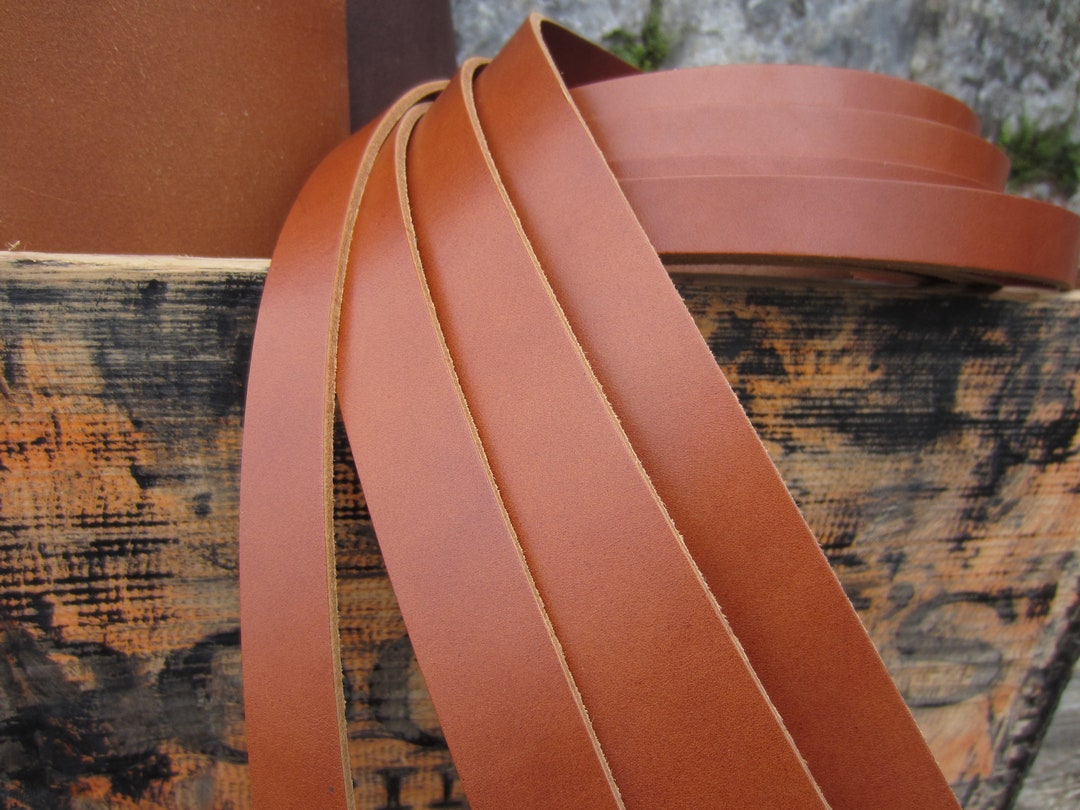 125-135cm Long 3.5mm Thick COGNAC Colour Full Grain Cow Hide Leather ...