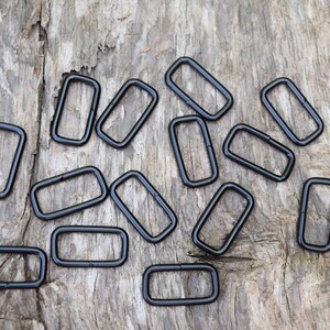Metal Wire Formed Rectangle Loop Ring Webbing Strap Keeper 20mm X 8mm BLACK MATT FINISH Strap or ...