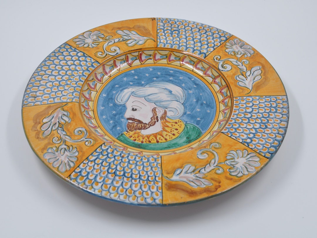 Italian XL Majolica Charger - Man in Turban - Traditional Renaissance ...