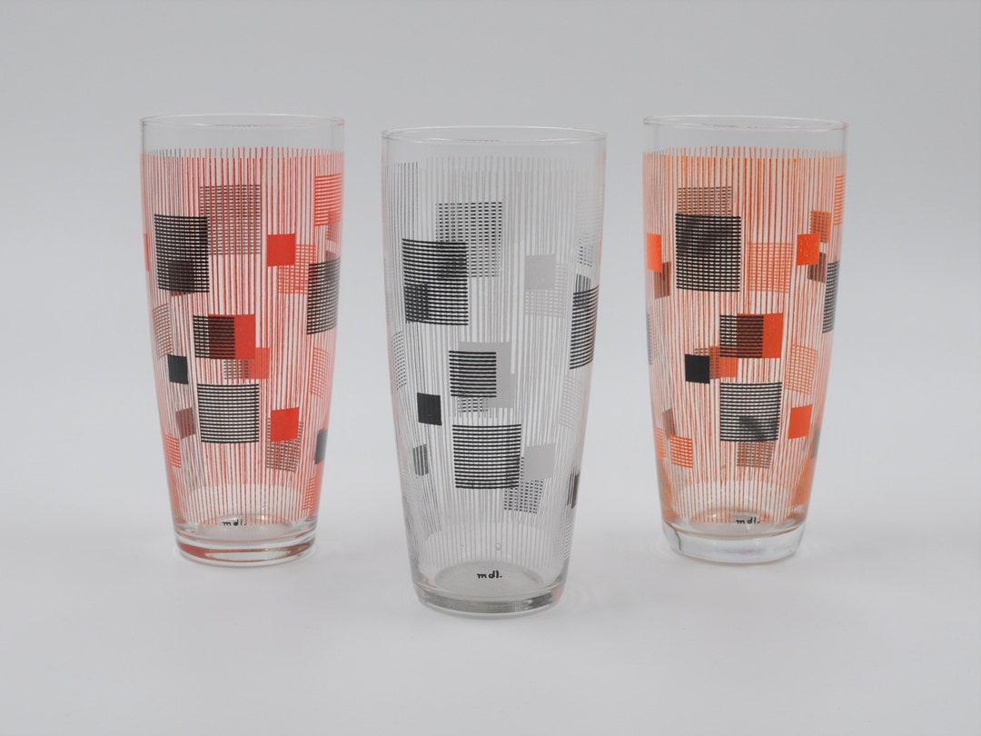 Vintage Drinking Glasses Durobor Mid Century Minimalist Brutalist Pop ...