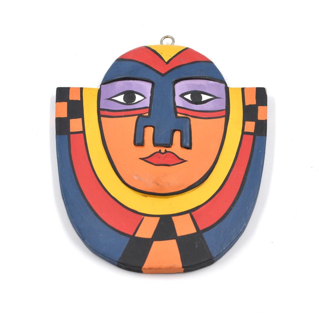 Rare Vintage Laurel Burch Tribal Face Mask - Popart - Wood - Wall ...