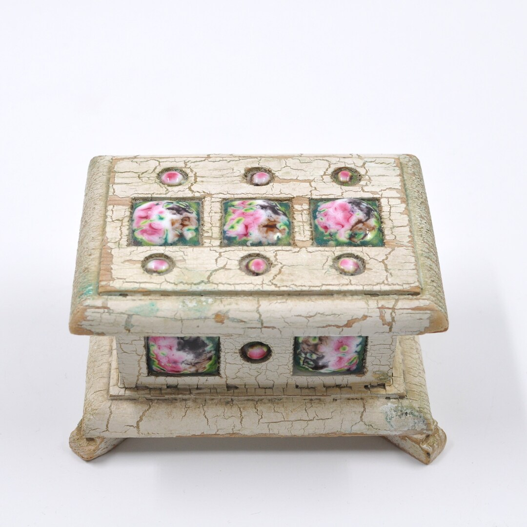 Mid Century Modern Enamel & Wood Box - Style of J. Capo Esmaltes ...