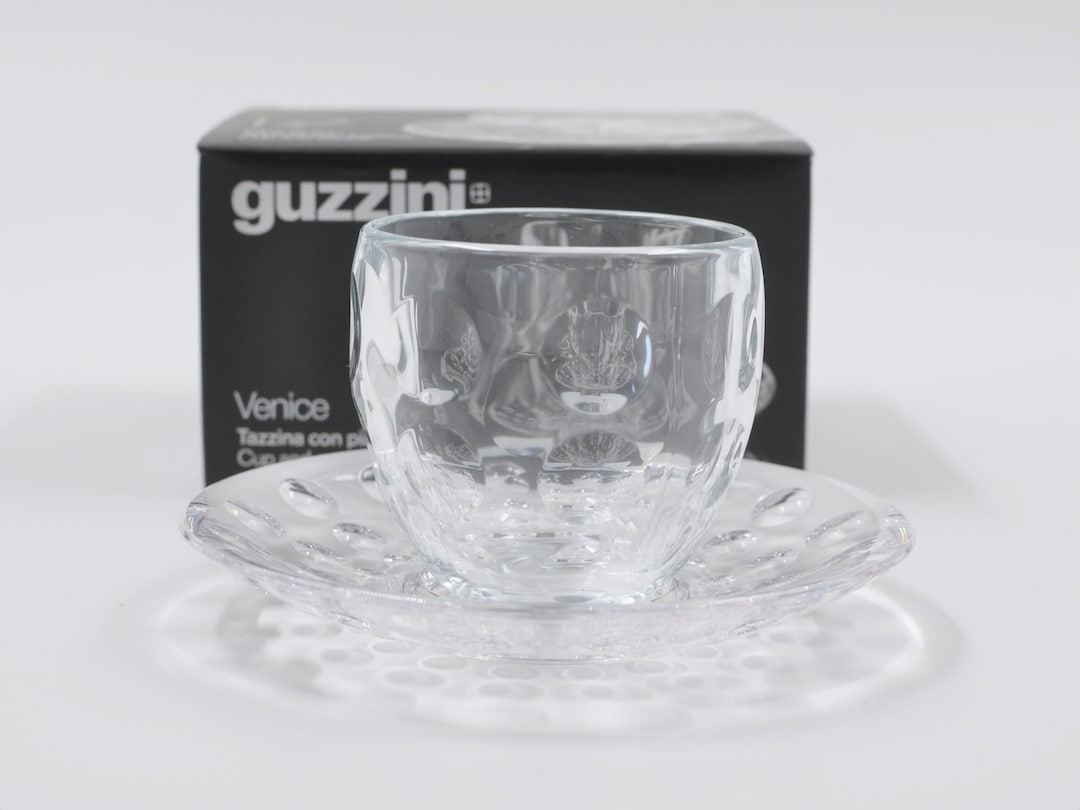 Guzzini Venice Espresso Cups - Set of 2 - Bubble Glass Cups With ...