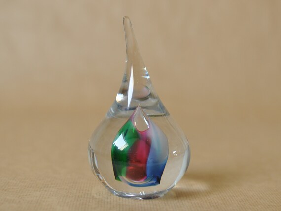 Glass Teardrop Paperweight Drop Presse Papier Pink Green | Etsy