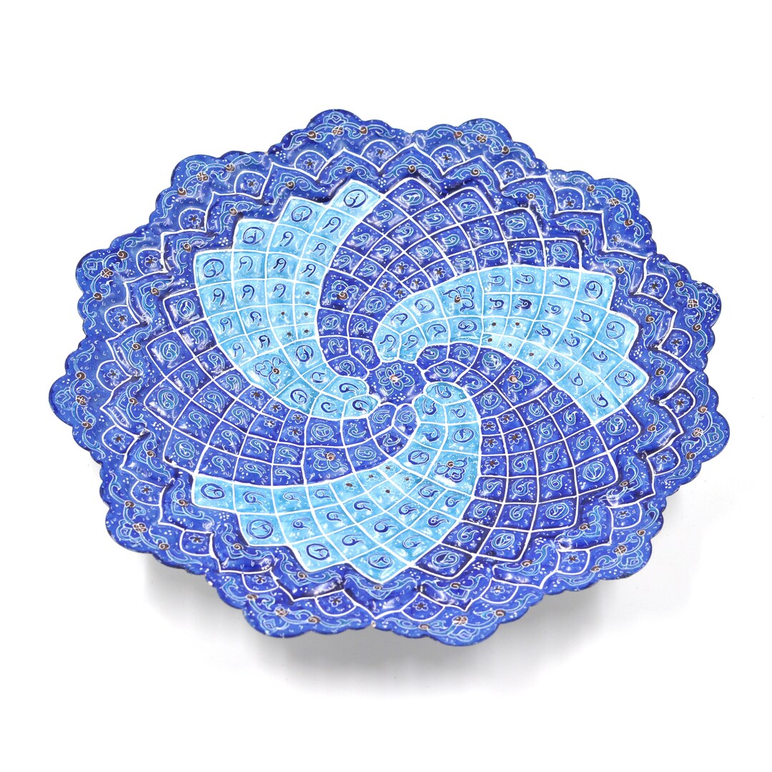 Minakari Enamel Hand Painted Wall Plate - Blue & White Metal Wall ...