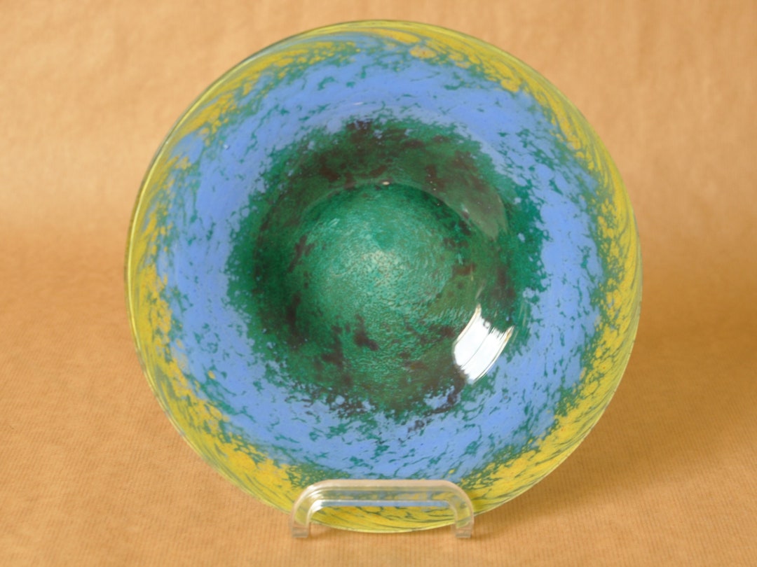 Cristallerie La Rochere Art Glass Plate - Blue Green Yellow - French ...