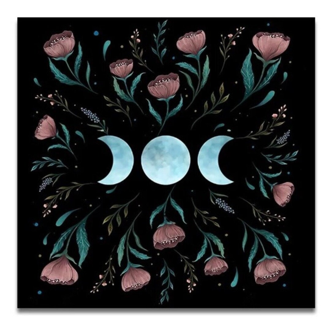 Flower Moon Phase, Divination Altar Cloth. Square 20x20 Inches. - Etsy