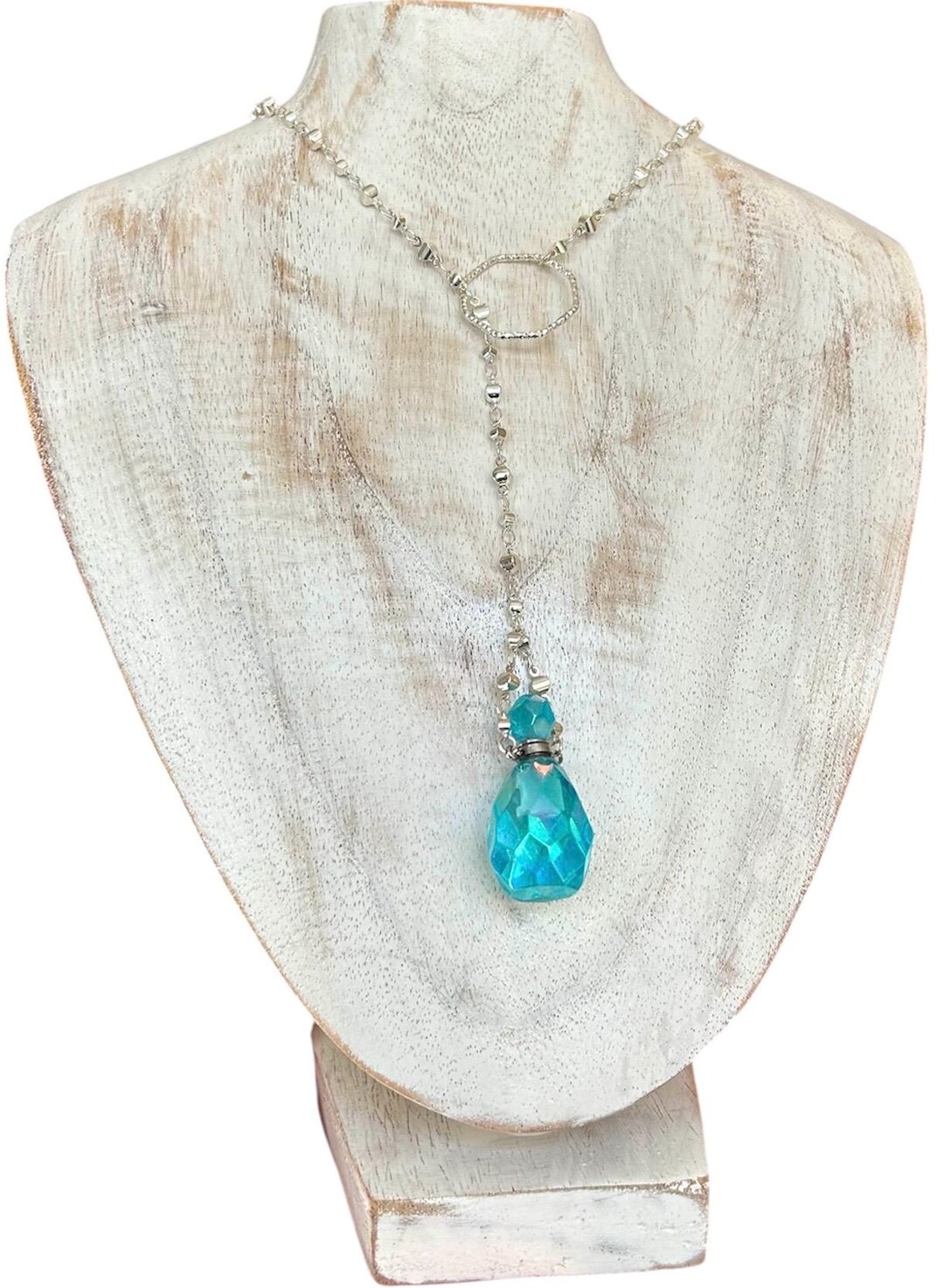 Aqua Aura Faceted Essential Oil, Cremation Ash Pendulum Lariat, Disc ...