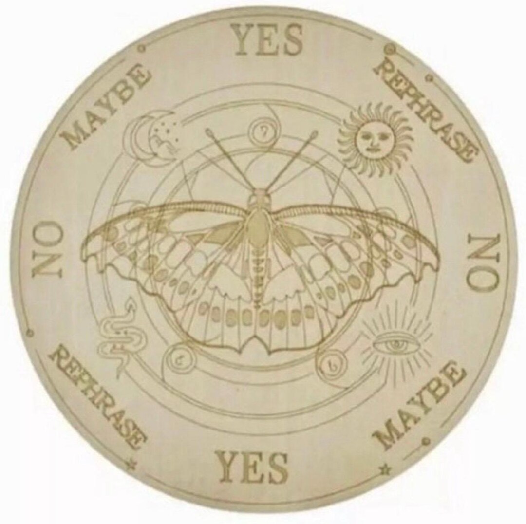 Wooden Pendulum Board With Butterfly Divination Energy Carved Plate ...