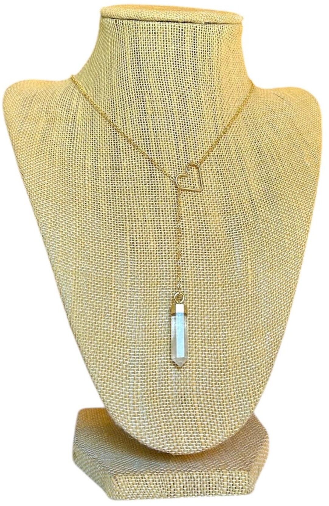 Quartz Crystal Pencil Point Pendulum Lariat Y Necklace With 14K Gold ...