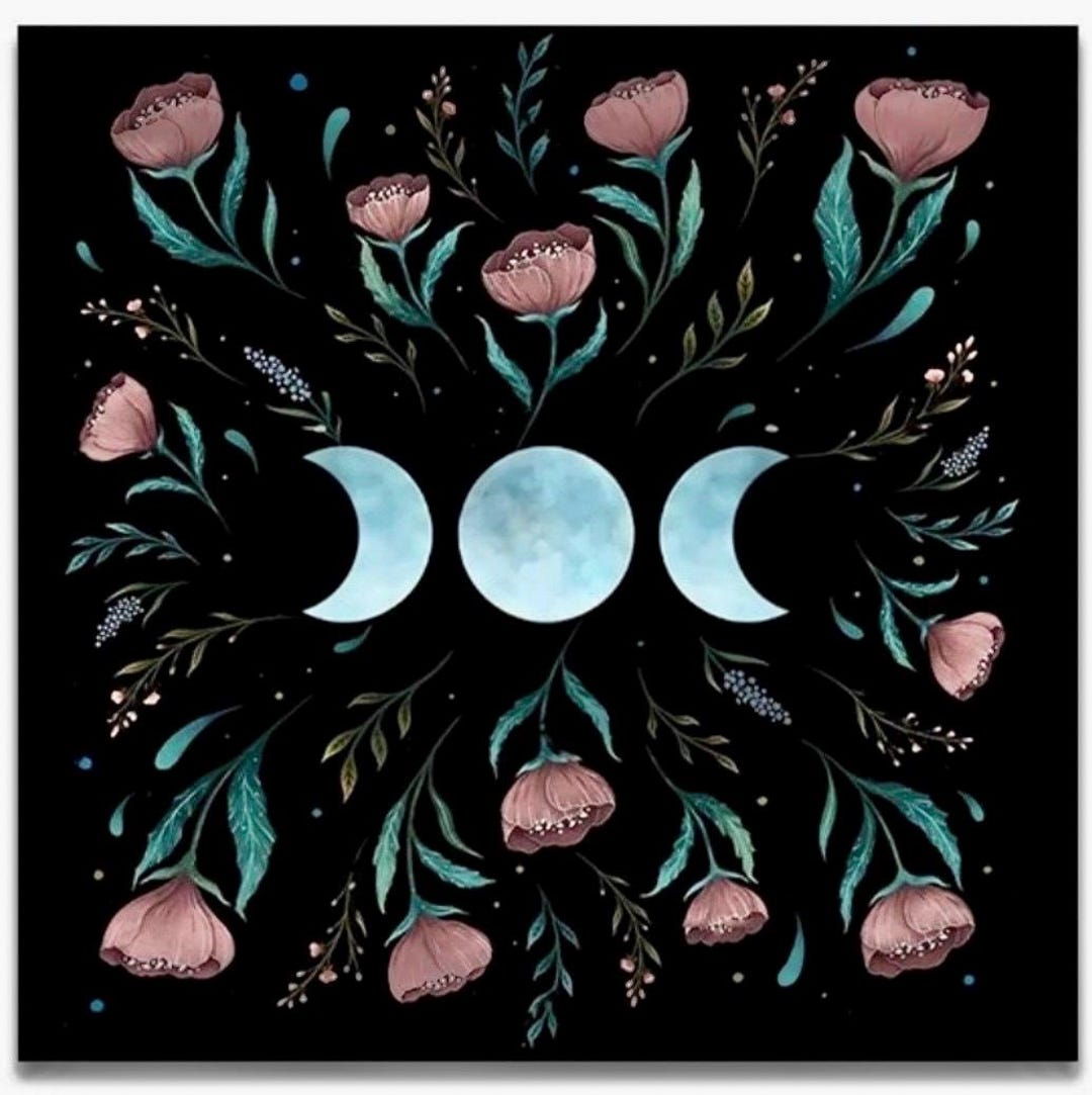 Flower Moon Phase, Divination Altar Cloth. Square 20x20 Inches. - Etsy