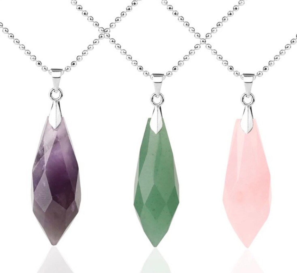 Opalite Multifaceted Marquise Pendulum Lariat Necklace on - Etsy