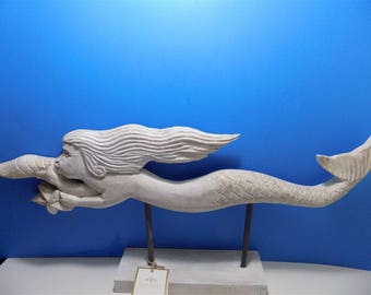 Carved wood mermaid | Etsy