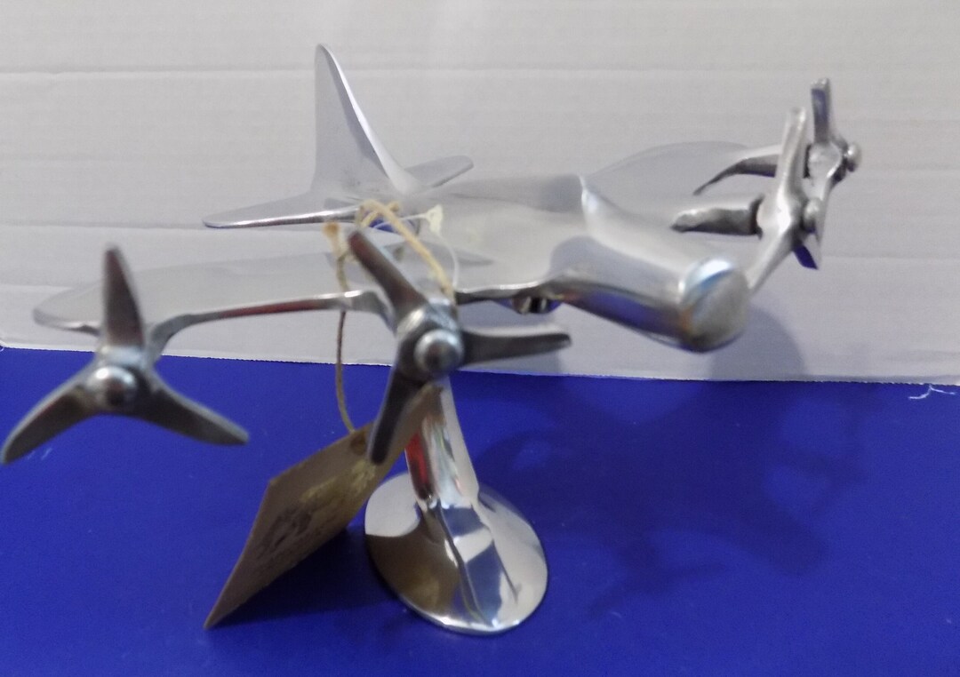 NEW Metal Chrome Airplane Statue Figurine Model Plane Vintage Style - Etsy