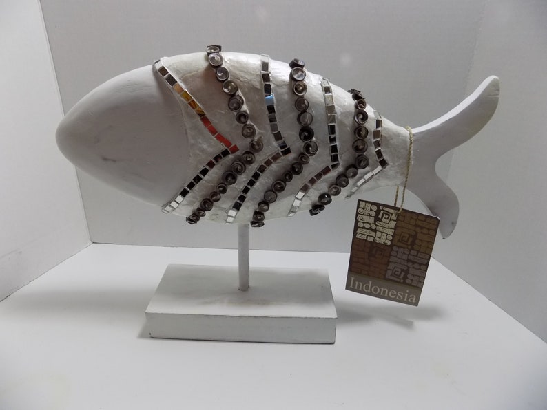 NEW Wood Carved Sea Shell Fish Statue Figurine Nautical - Etsy