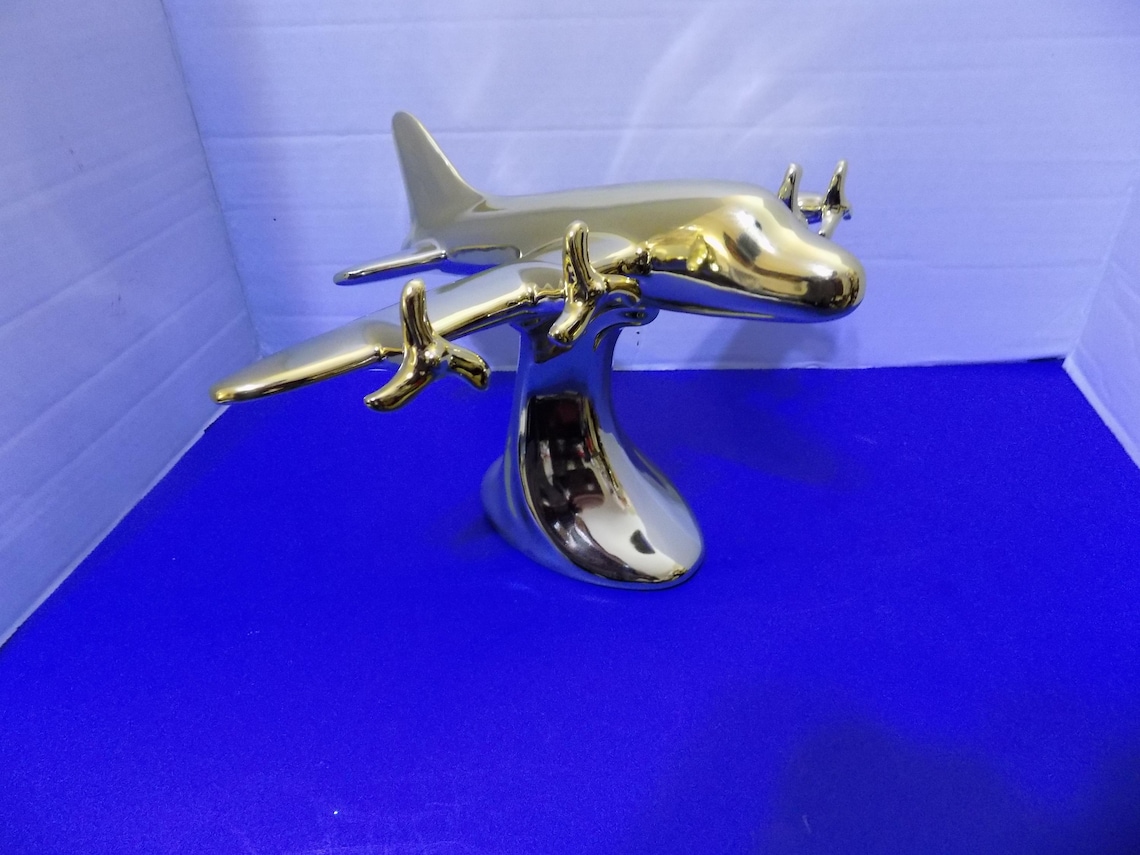 NEW Vintage Style Ceramic Propeller Airplane Statue Figurine Model ...