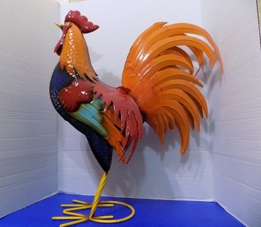 New Large Rooster Chicken Figurine Sculpture Statue Country Rustic Farm ...