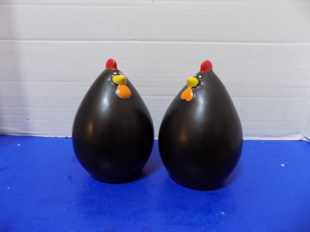 NEW Ceramic Black Egg Hens Chickens Roosters Rustic Home Farm House ...