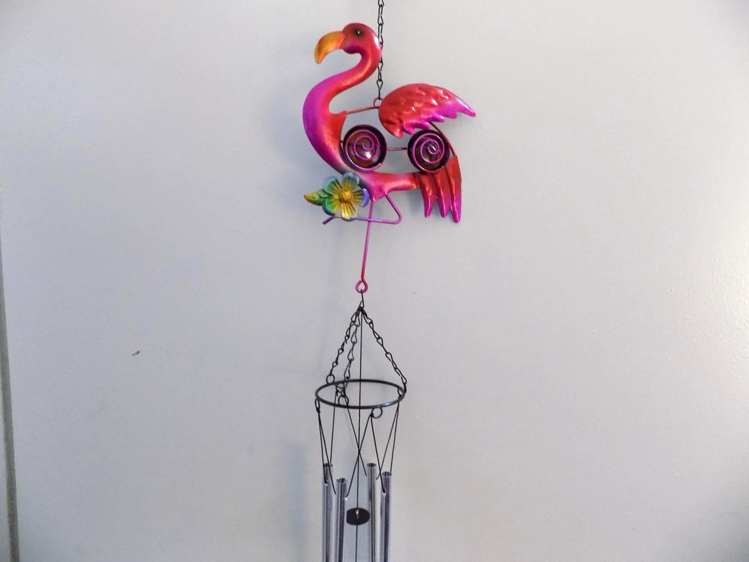 NEW Metal Flamingo Wind Chimes Figurine Philippines Home Decor Florida ...