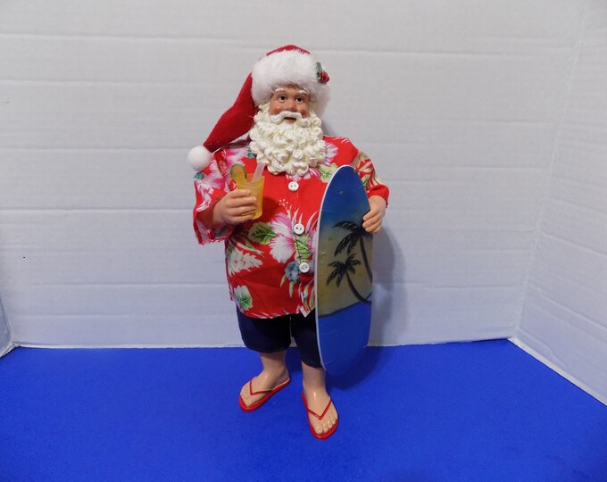 NEW Christmas Coastal Beach Surf Santa Claus Figurine Hawaii Florida ...