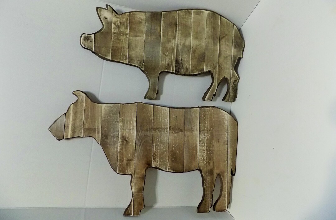 NEW Rustic Wood Cow & Pig Wall Art Rustic Home Animal Farm Decor - Etsy
