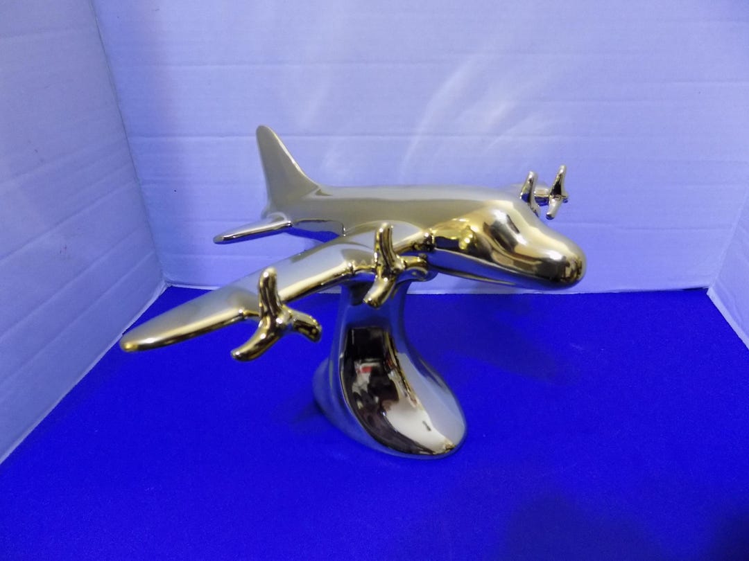 NEW Vintage Style Ceramic Propeller Airplane Statue Figurine Model ...