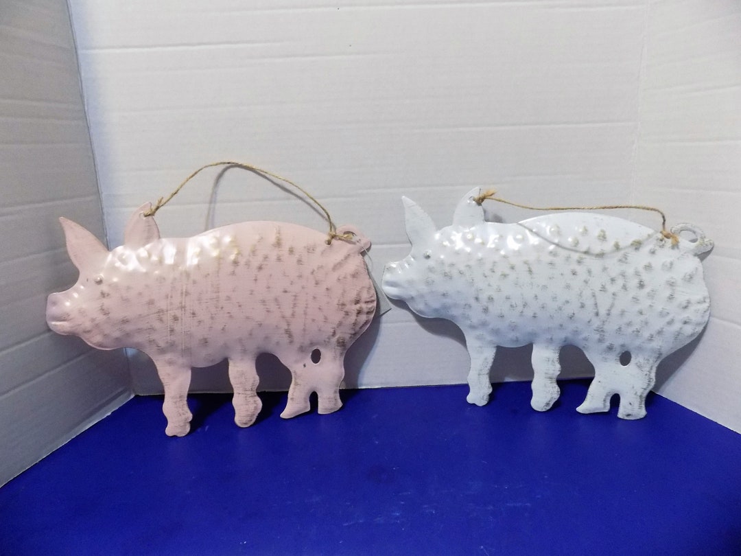 NEW Metal Pig Wall Hangings Art Plaque Rustic Home Animal Farmhouse ...