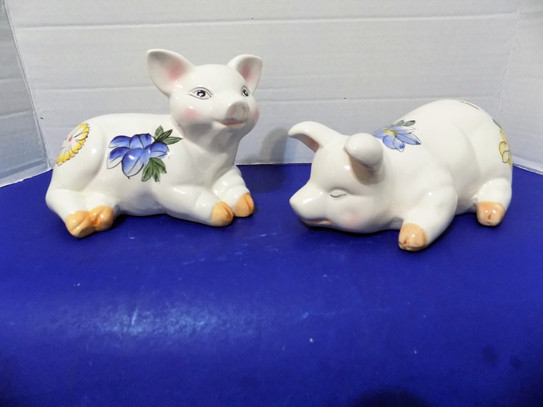 Ceramic Pig Piggy Bank Figurine Statue Country Farm Decor - Etsy