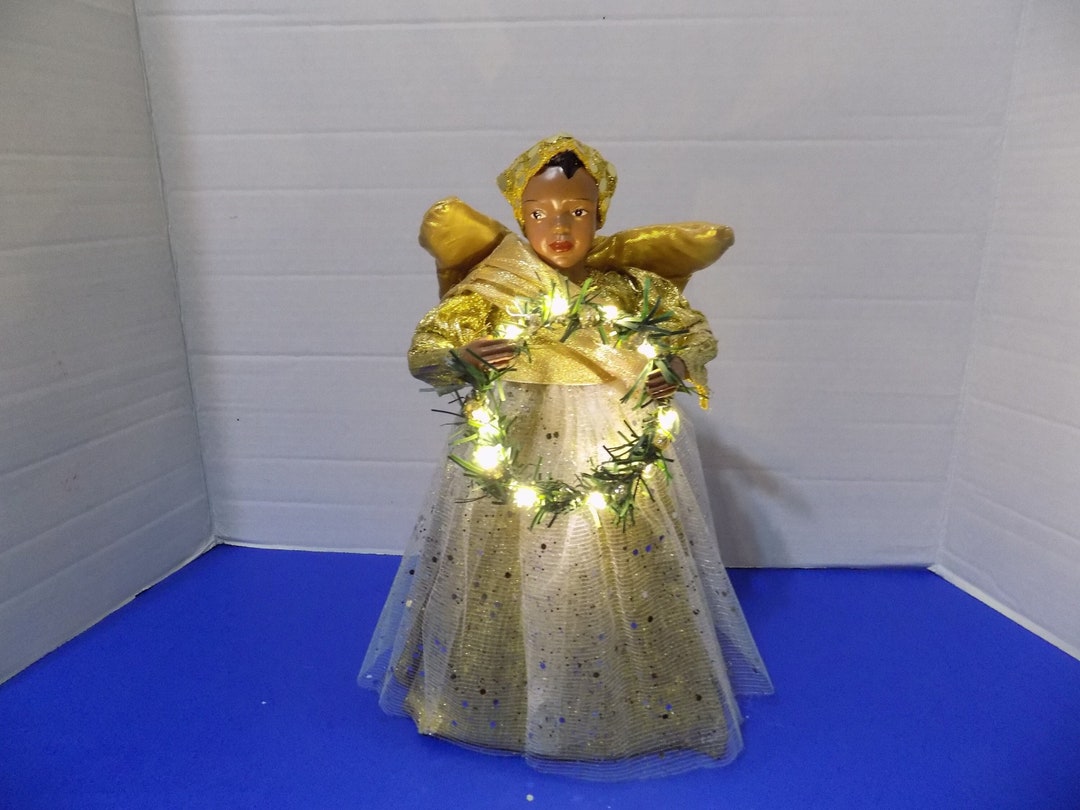 Christmas Black African Angel Tree Topper LED Lights Kwanzaa Angel - Etsy