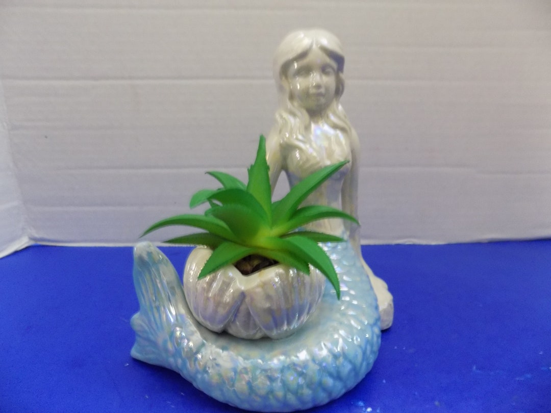 NEW Mermaid Figurine Faux Plant Coastal Nautical Decor - Etsy